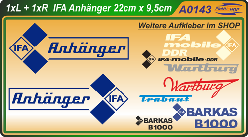 A0143 IFA Anhänger Aufkleber 22cm x 9,5cm freie Farbwahl - Plotti SHOP